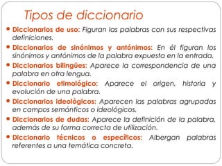 EL DICCIONARIO: TIPOS | PPS