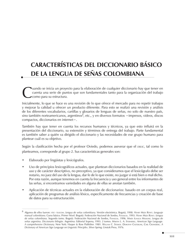 Diccionario de lengua de señas colombianas | PDF