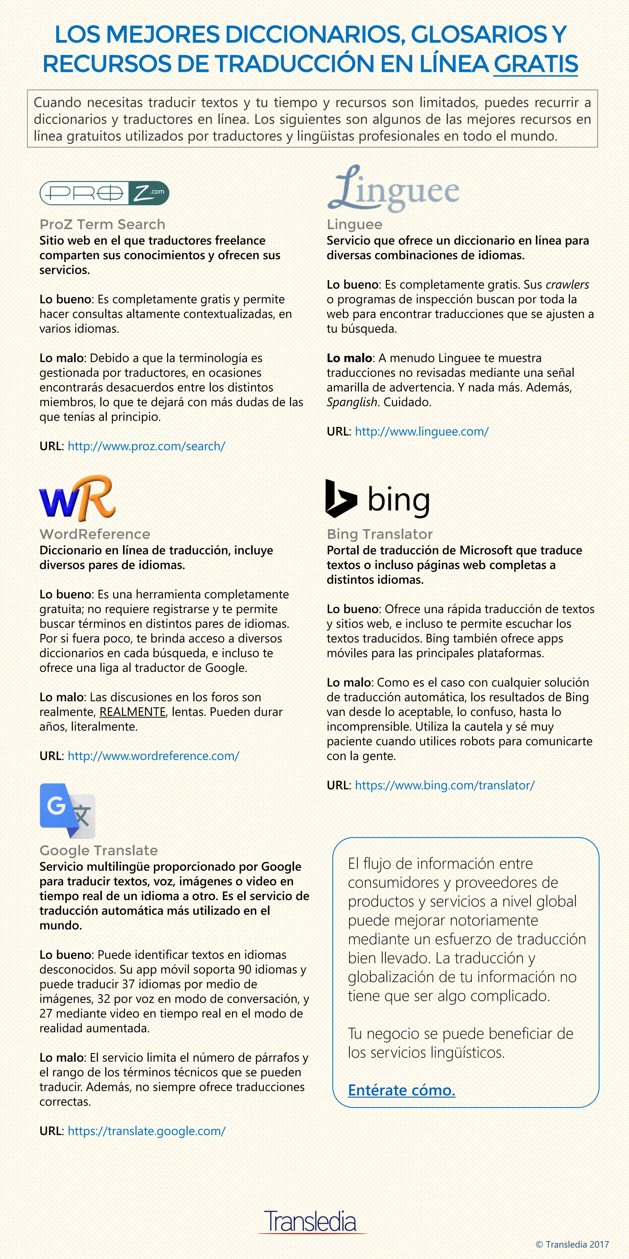 Infografía: Los mejores diccionarios y traductores en linea gratis | PDF