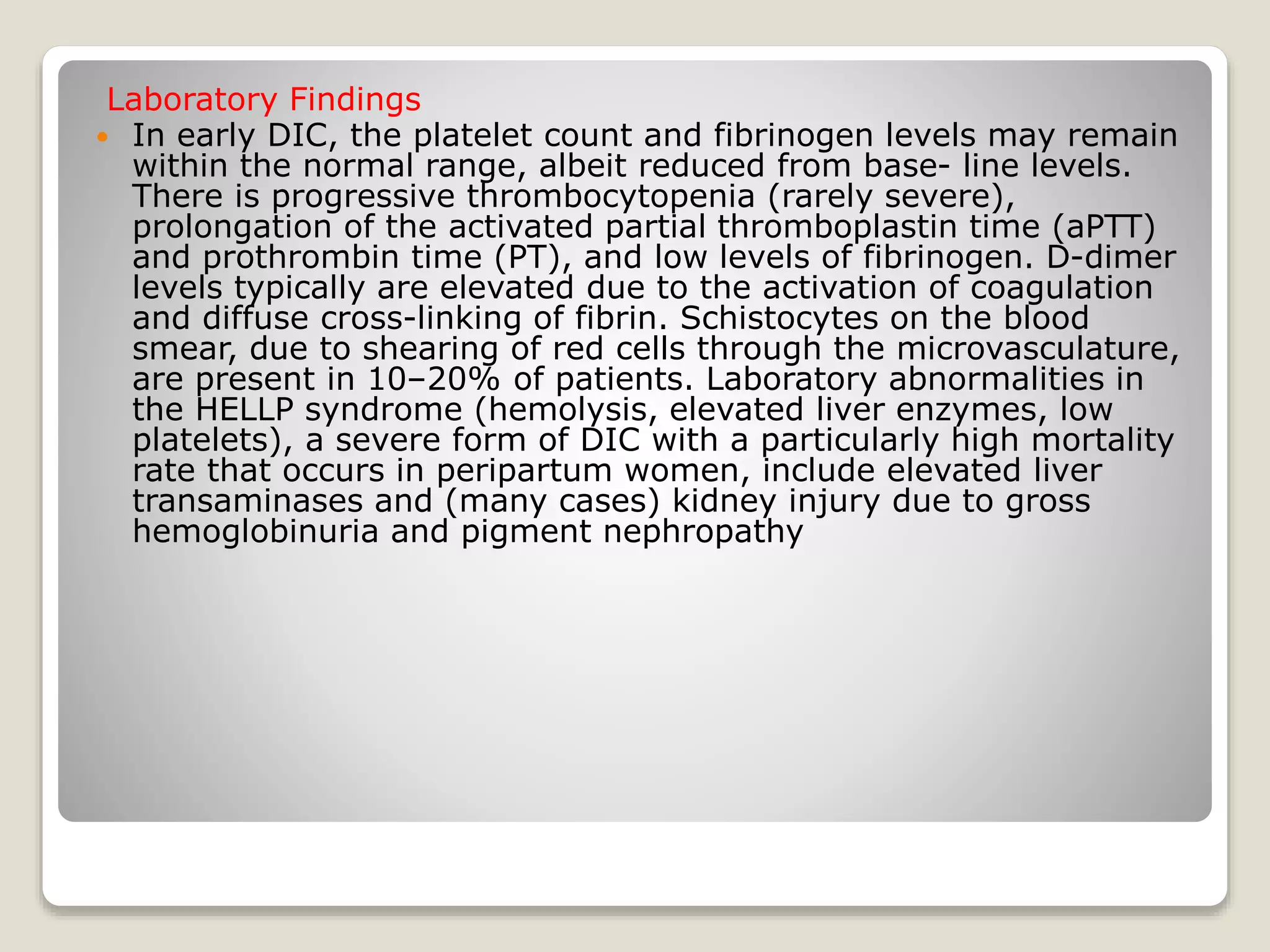 Dic & coagulation tests | PPTX