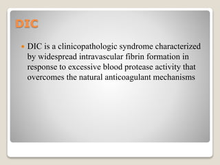 Dic & coagulation tests | PPTX