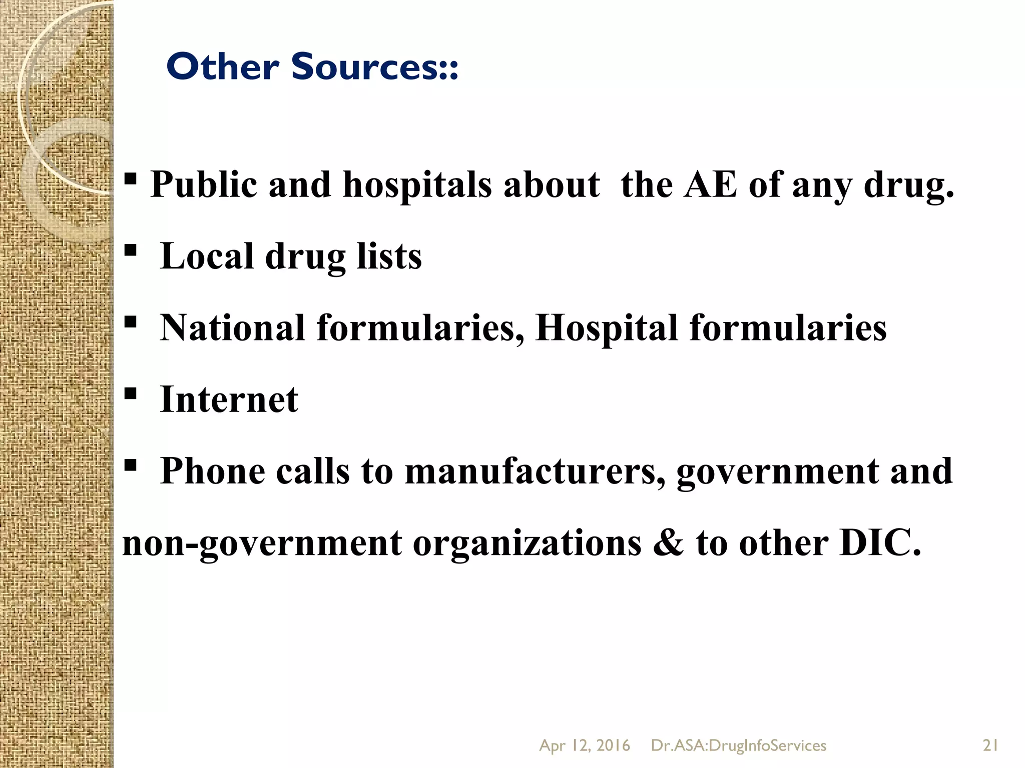 Drug Information Services | PPT