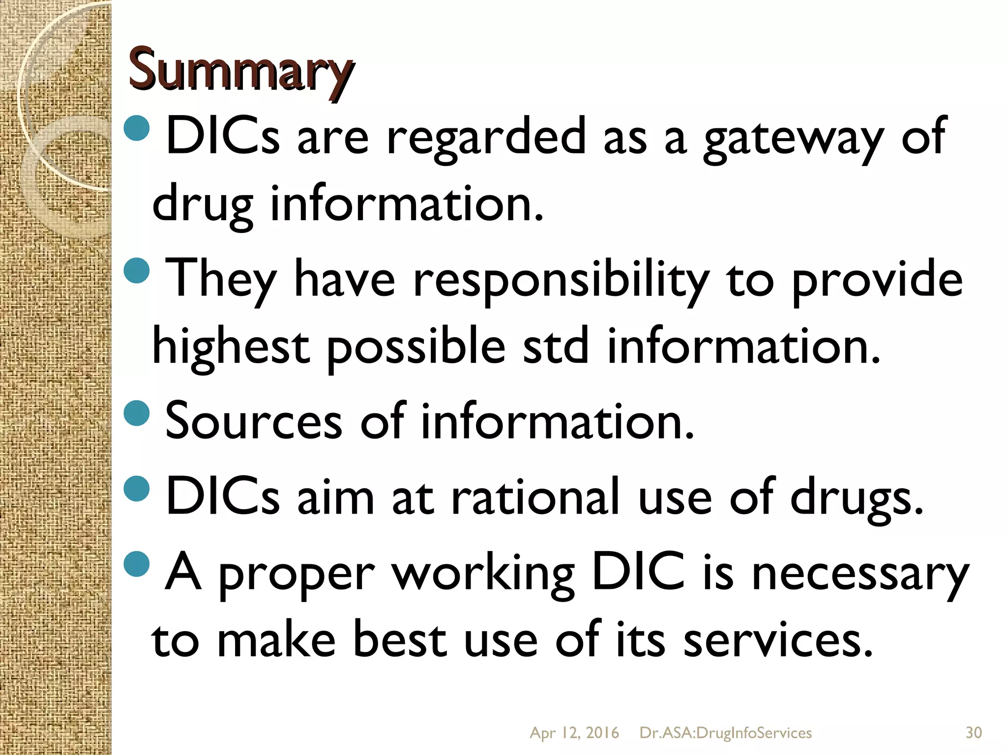Drug Information Services | PPT