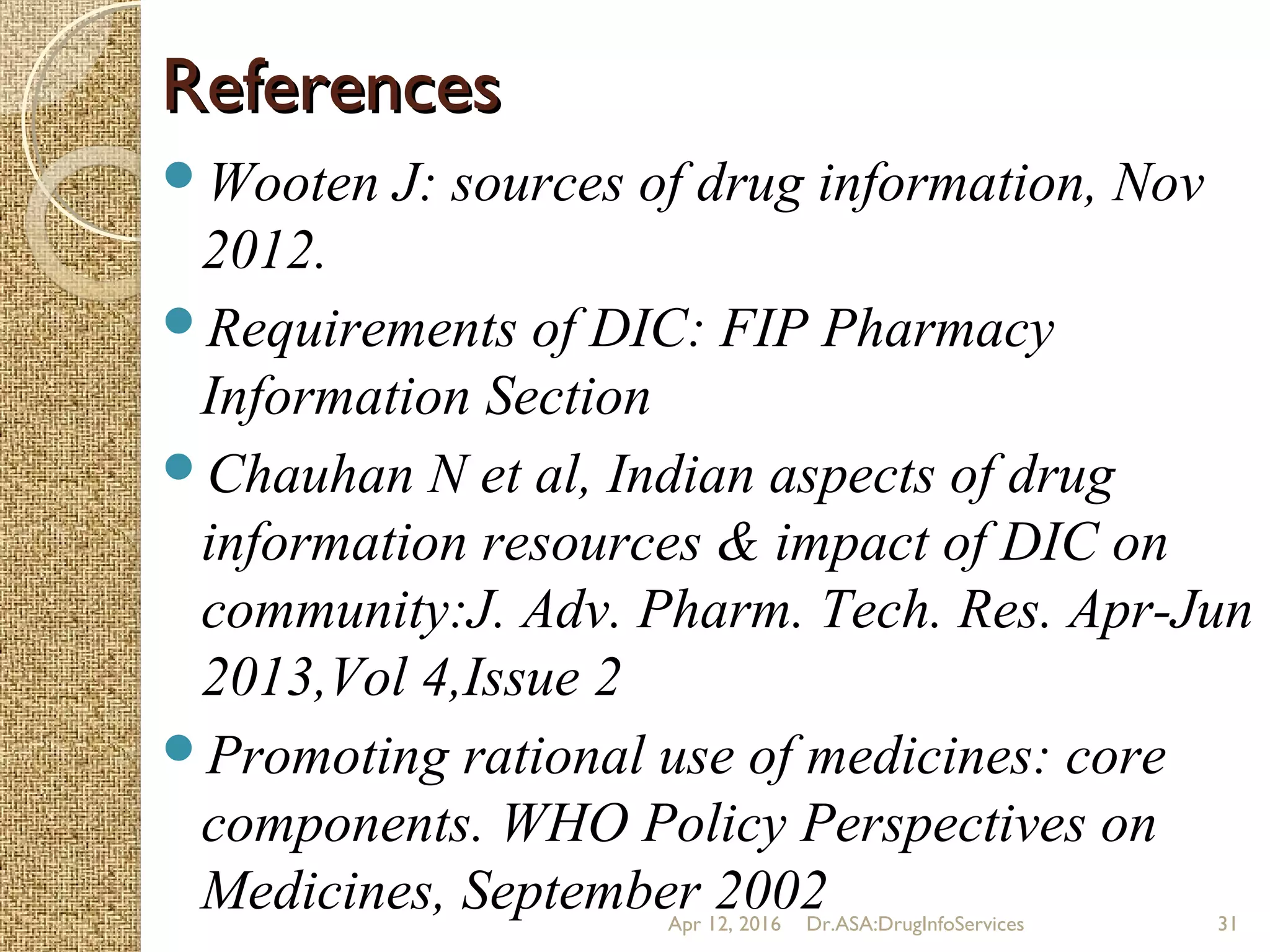 Drug Information Services | PPT