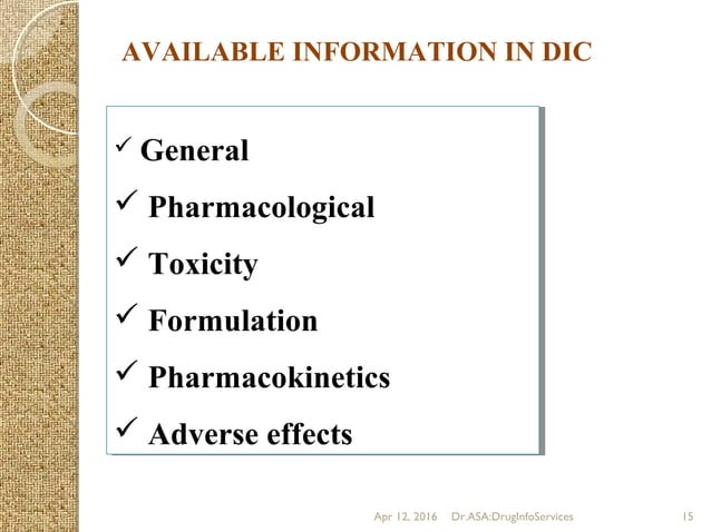 Drug Information Services | PPT