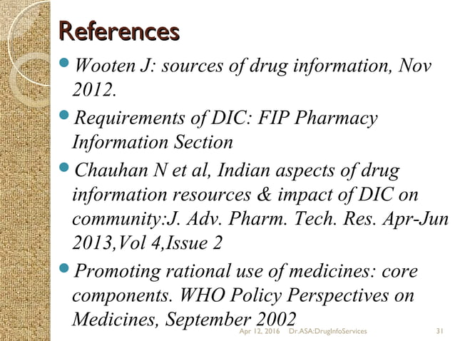 Drug Information Services | PPT