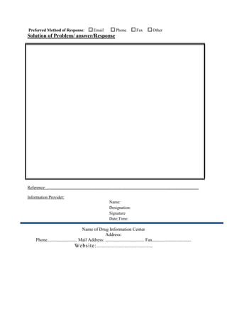 Model of Drug Information Request Form | PDF