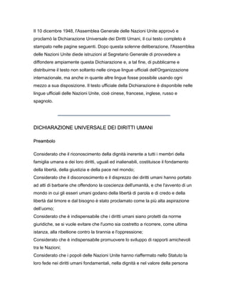 Dichiarazione Universale Dei Diritti Dell Uomo | PDF