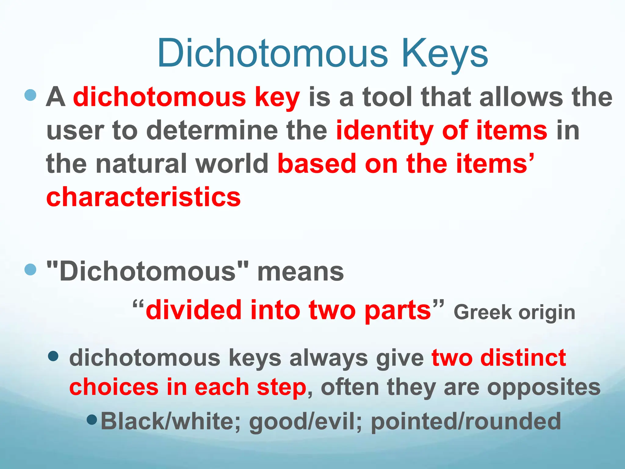 Dichotomous key presentation suitable for IGCSE Biology level | PPT