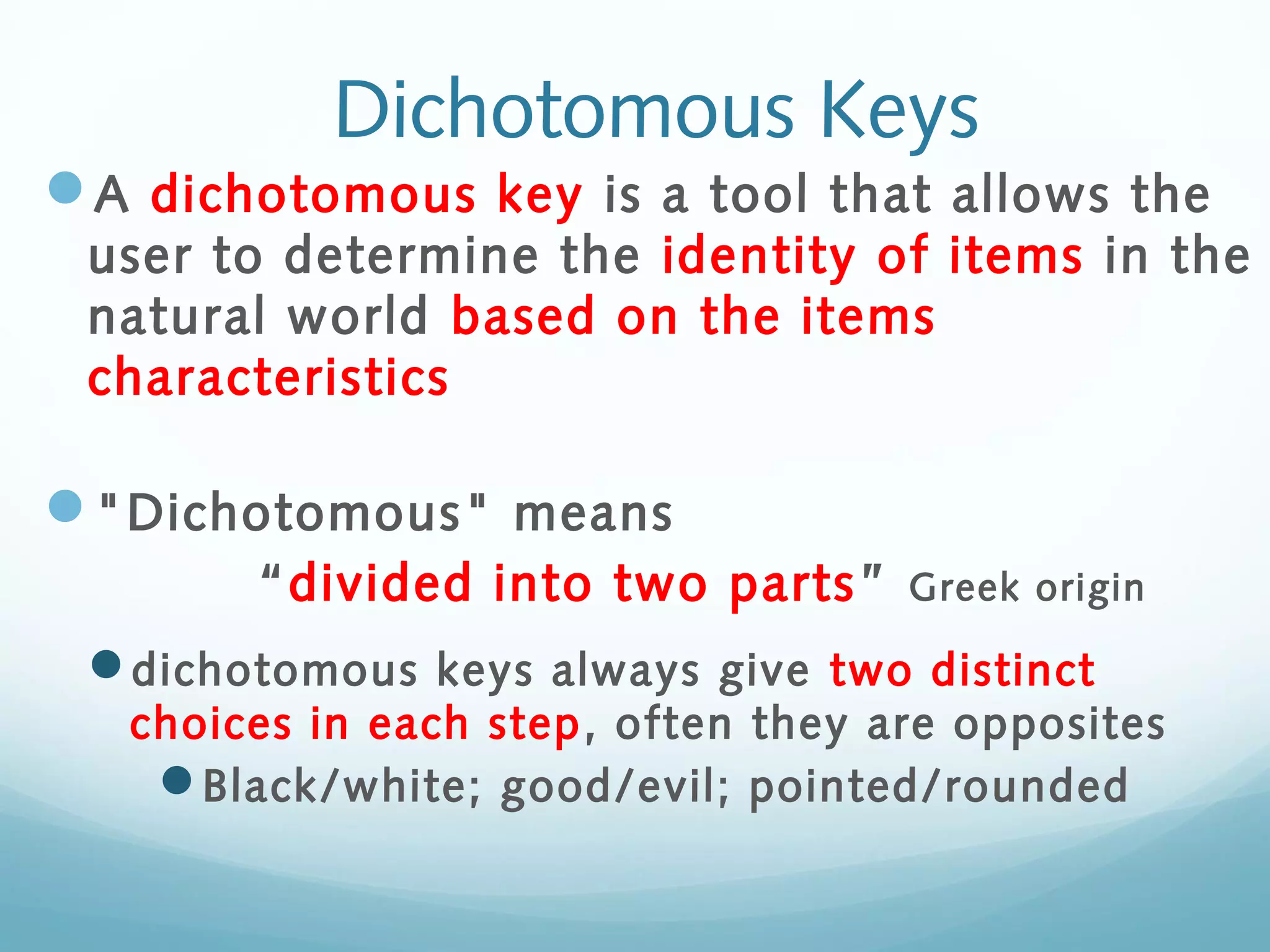 1.4 Dichotomous Key Presentation | PPT