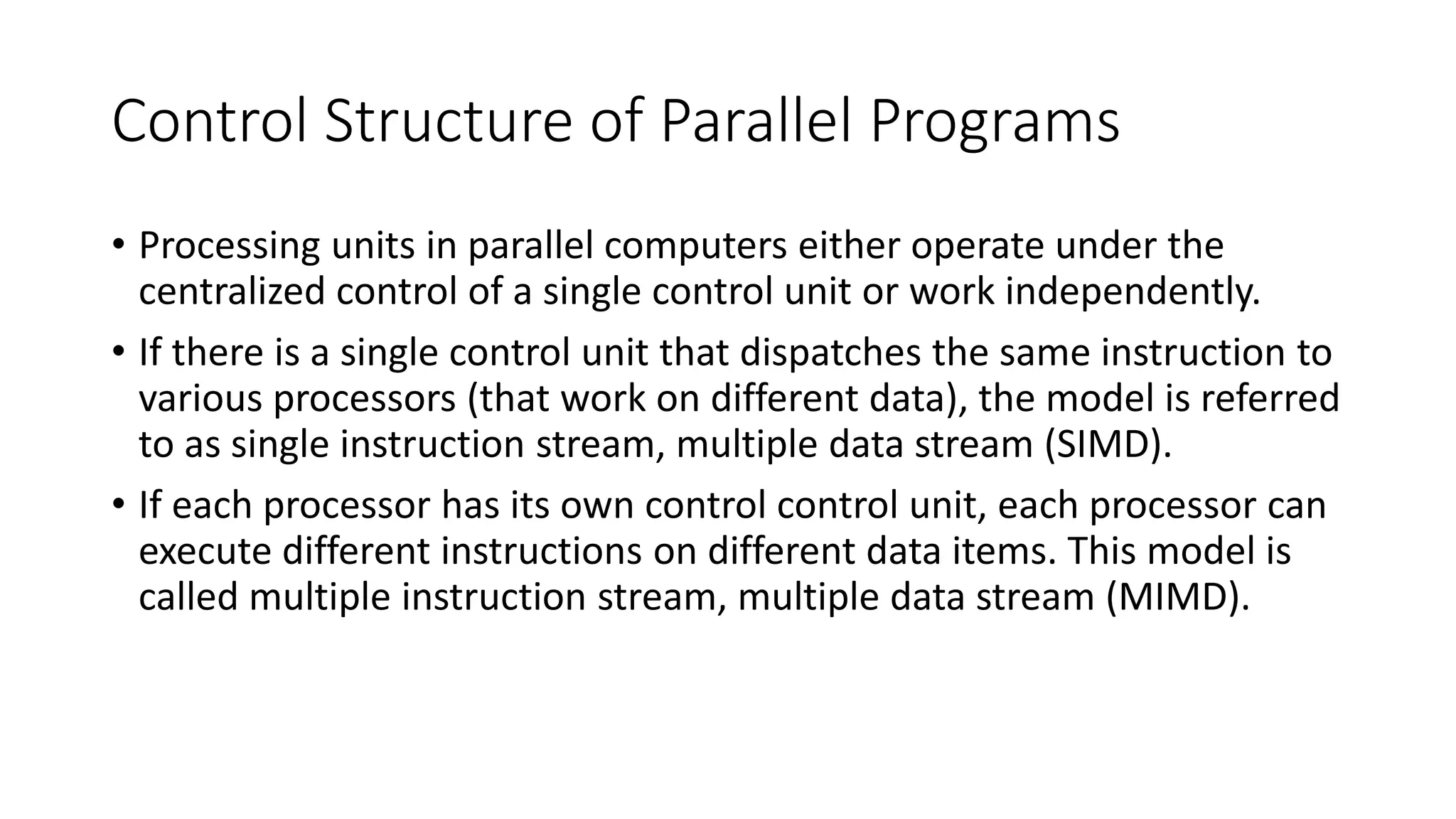 Dichotomy Of Parallel Computing Platforms Ppt
