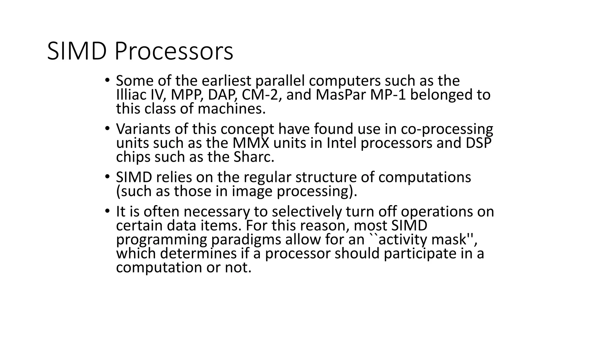 Dichotomy Of Parallel Computing Platforms Ppt