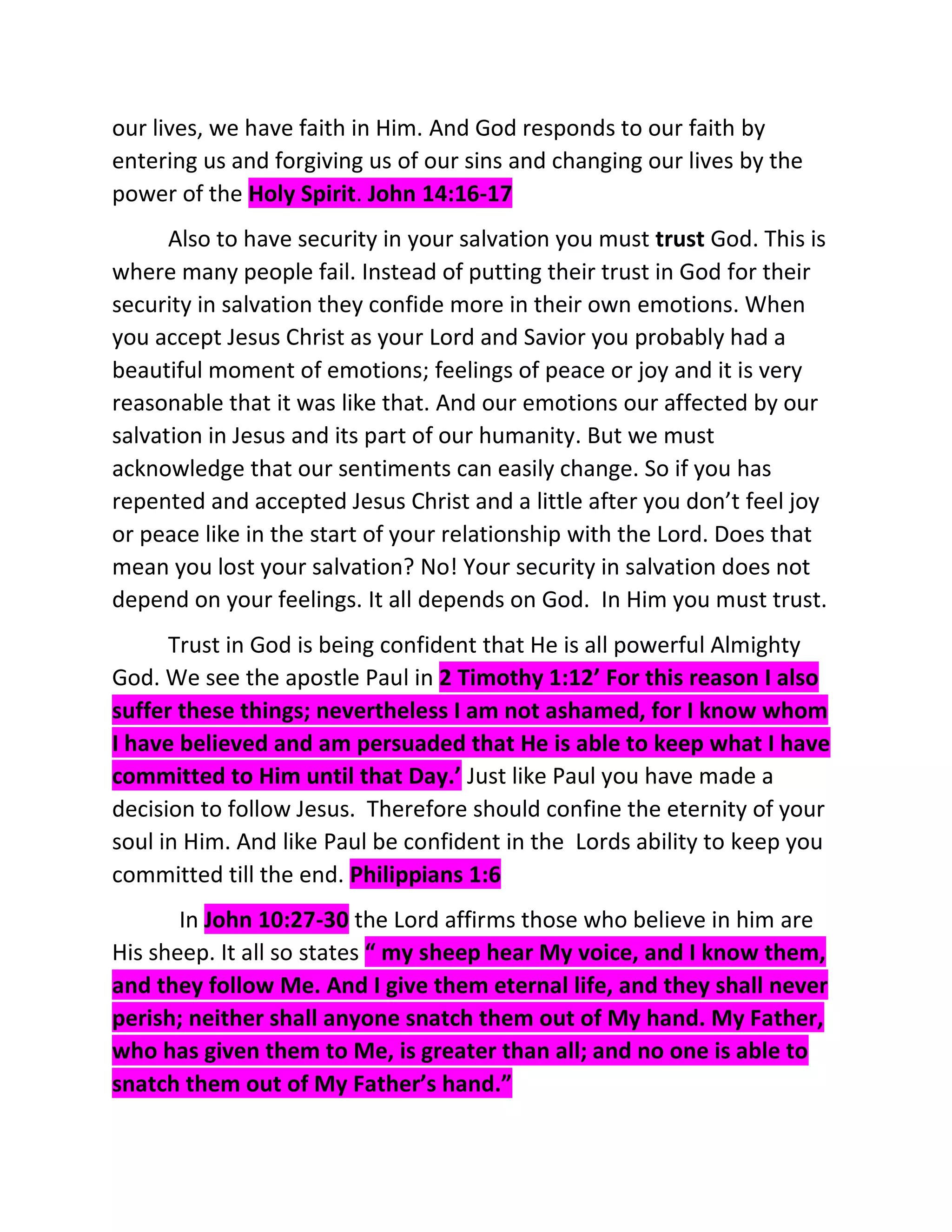 Discipleship Lesson #1 your security of salvation | PDF