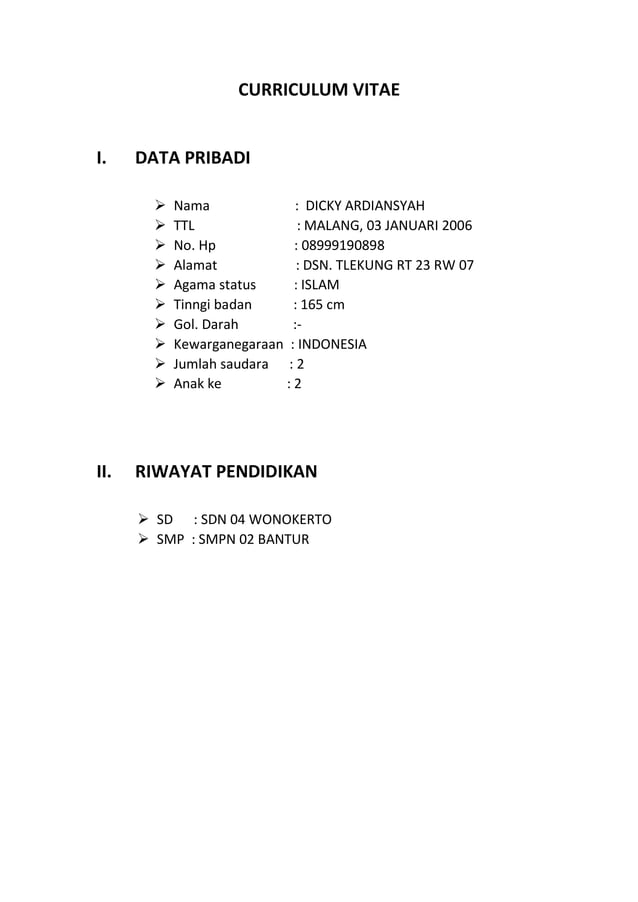 Dicky ardiansyah curriculum vitae | PDF