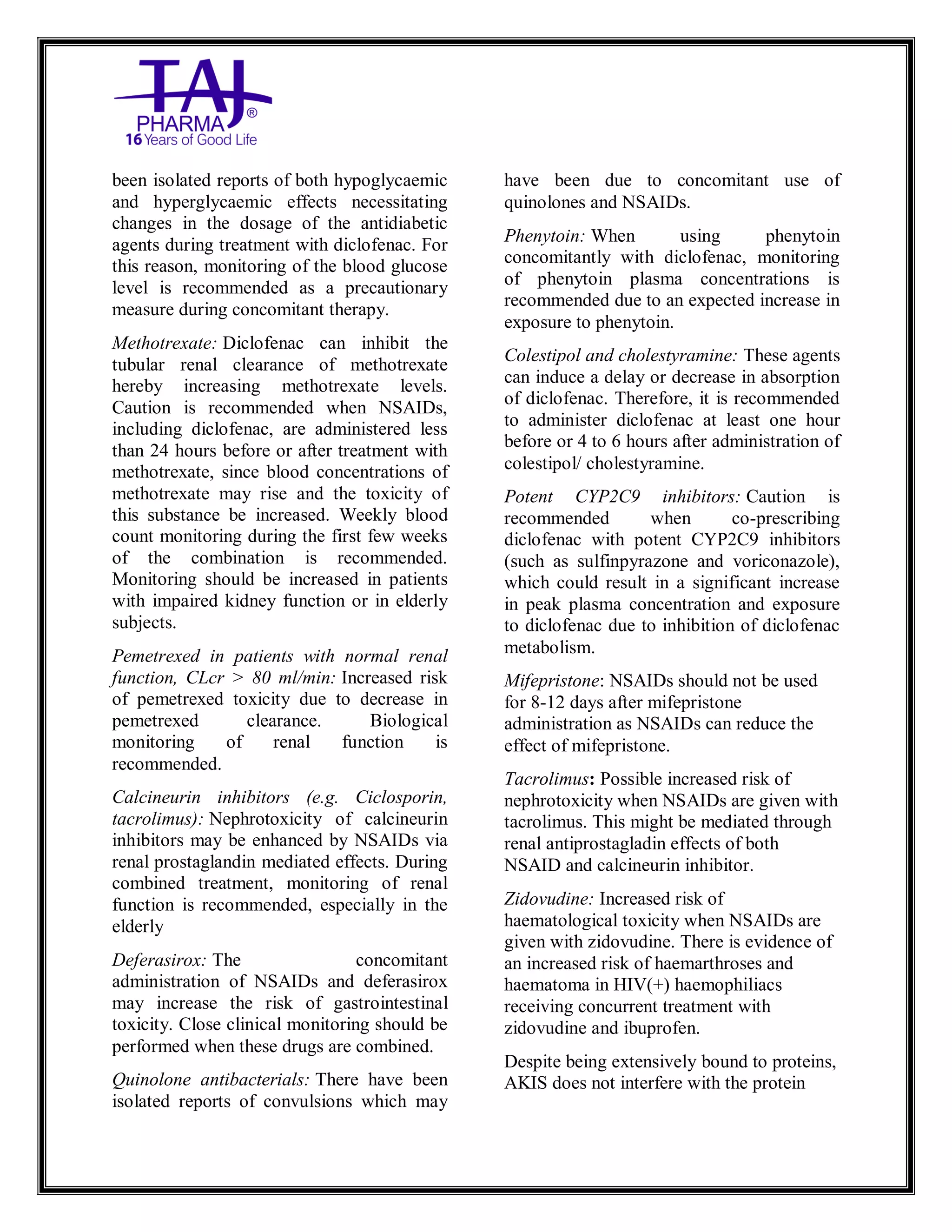 Diclofenac Sodium Injection Taj Pharma Smpc Pdf