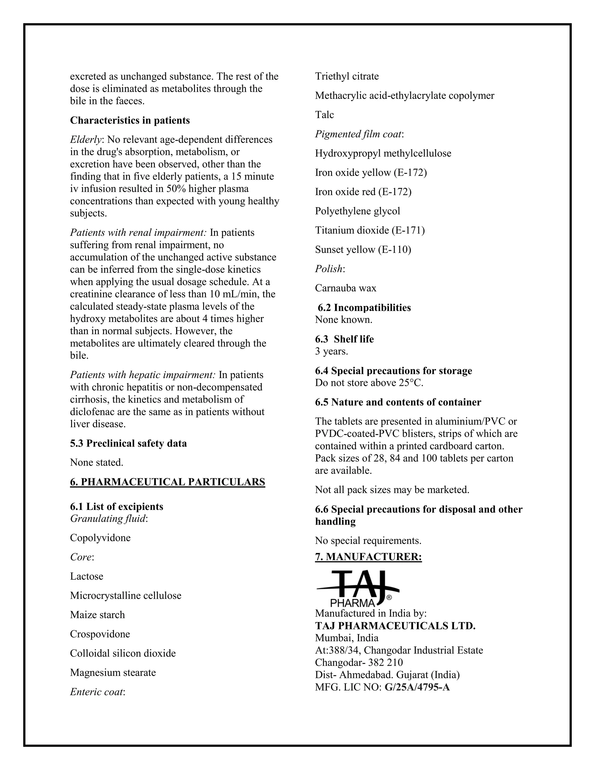 Diclofenac sodium 50mg gastro resistant tablets smpc- taj ...