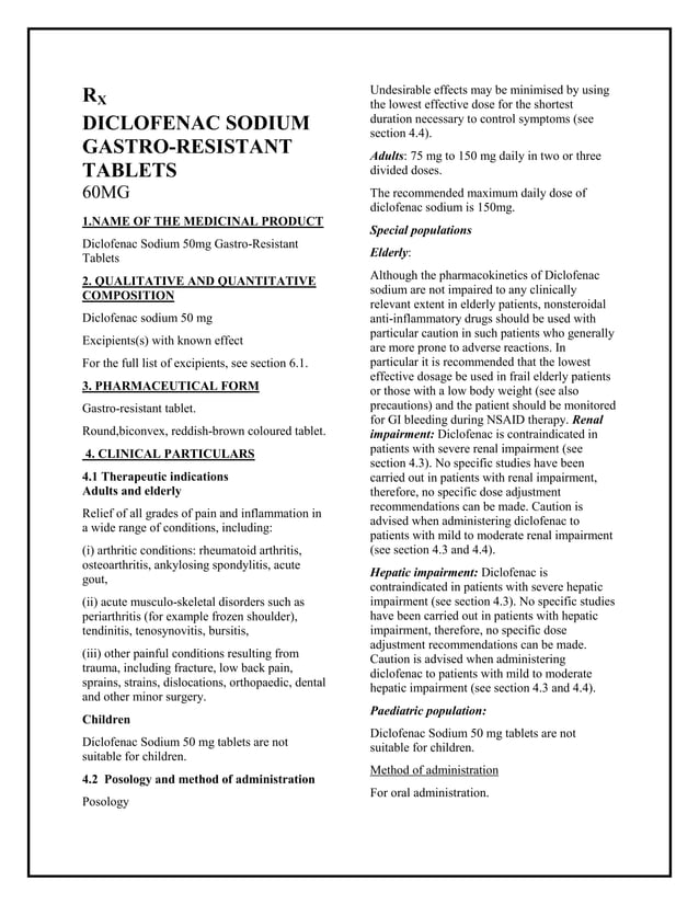 Diclofenac sodium 50mg gastro resistant tablets smpc- taj pharmaceuticals | PDF