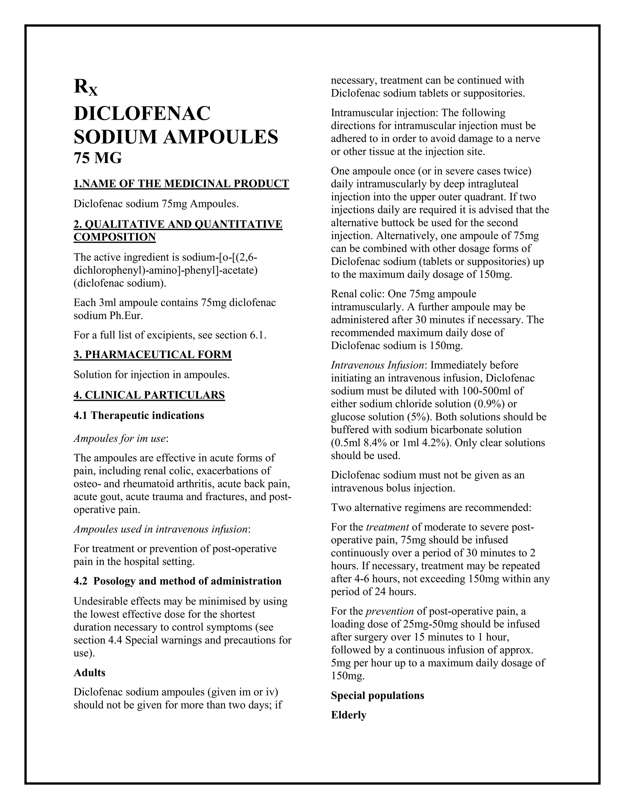 Diclofenac sodium 75mg ampoules smpc taj pharmaceuticals | PDF