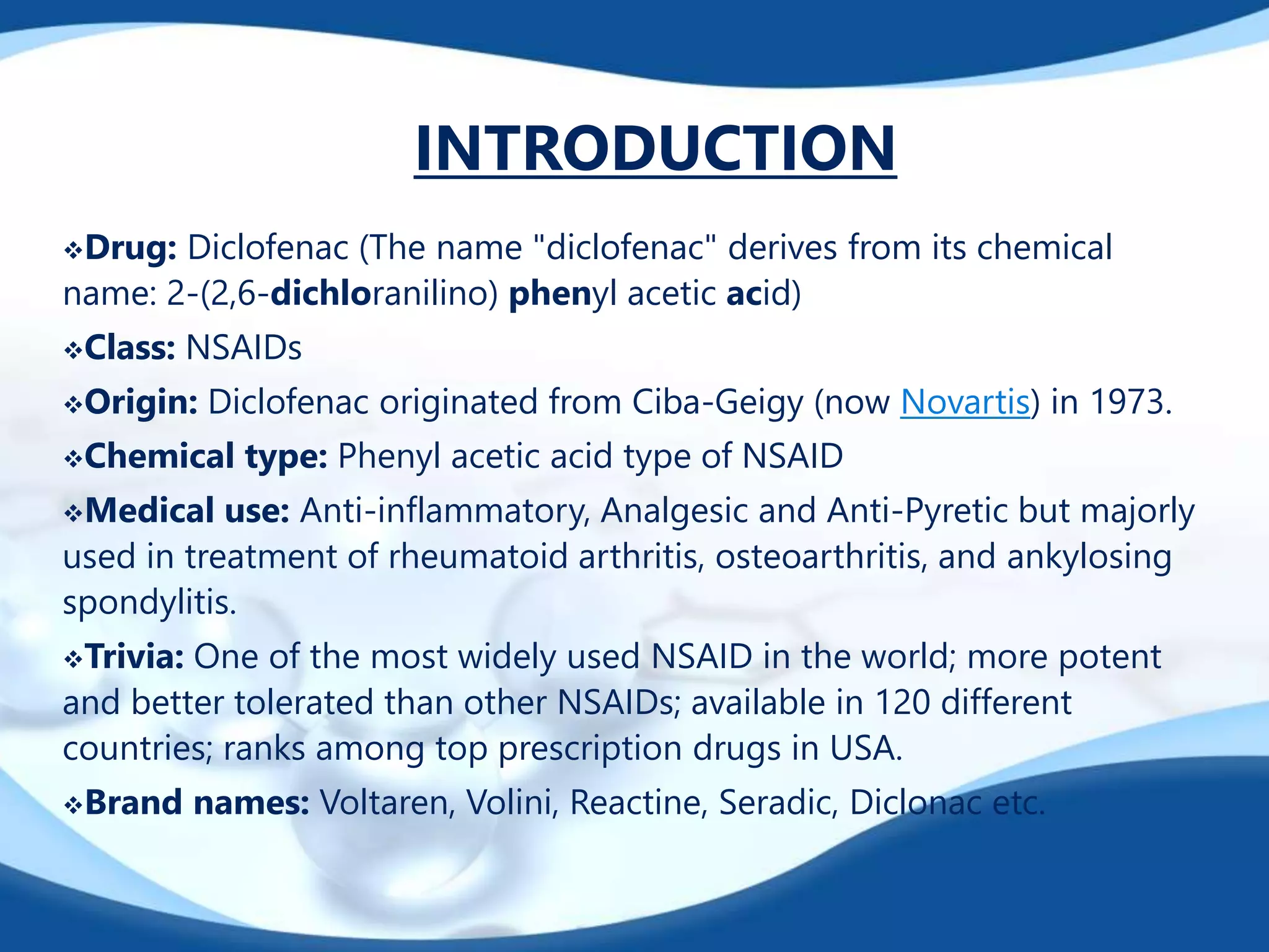 Diclofenac (Drug Discovery, Physiochemical Properties and few similar ...
