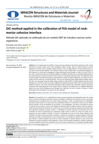 DIC method applied in the calibration of FEA model of rockmortar ...
