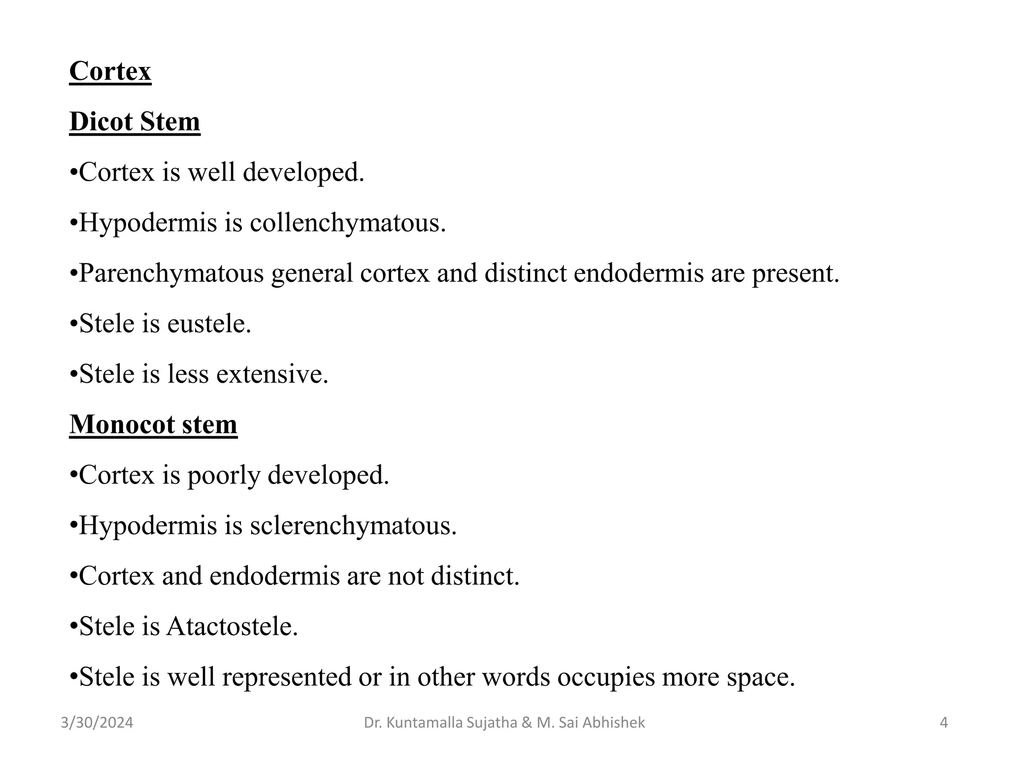 Dicot & Monocot Stem - structure & functions | PPTX