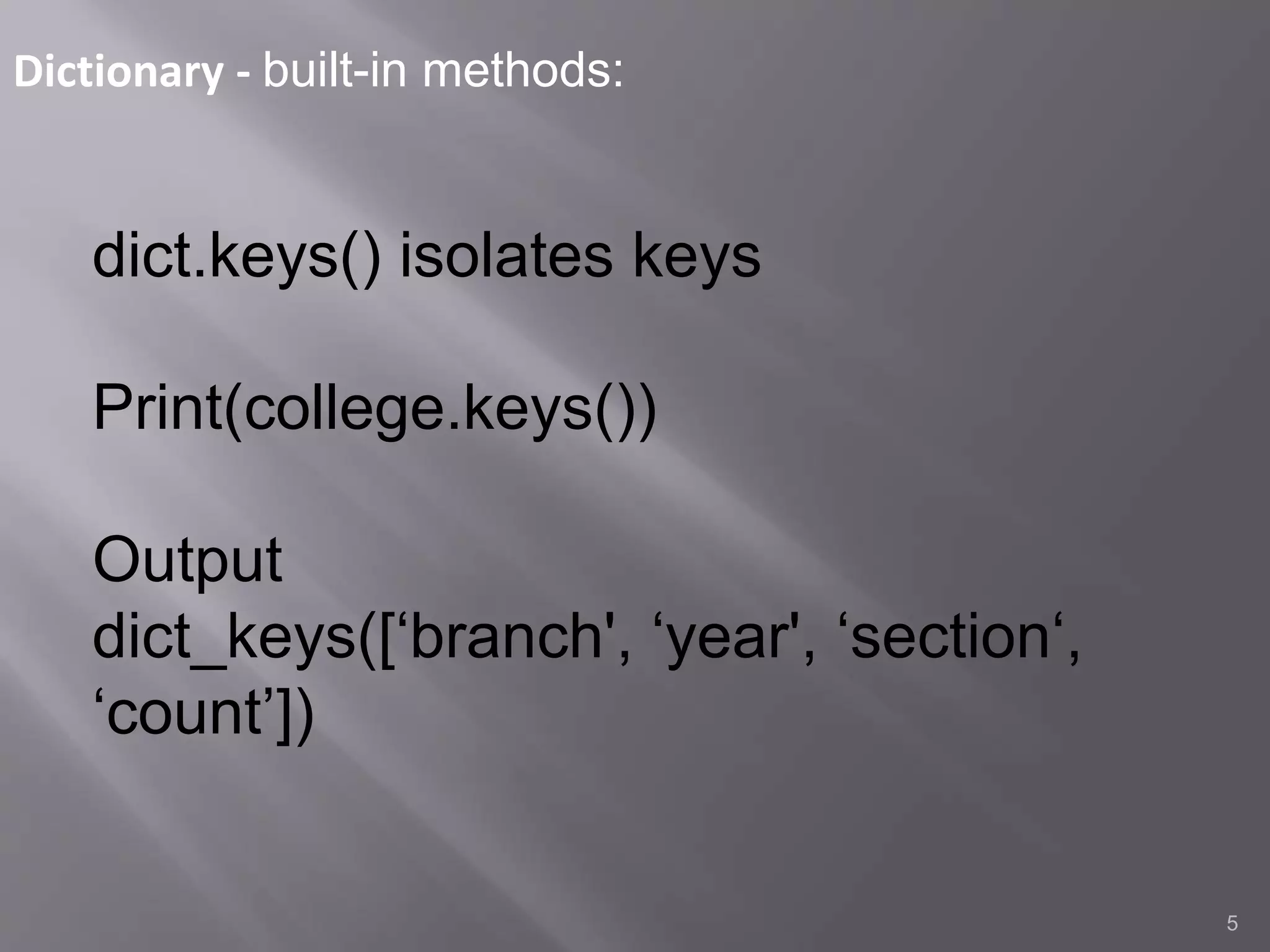 Dictionaries in python | PPT