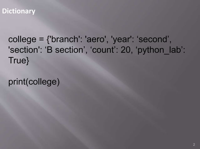 Dictionaries in python | PPT