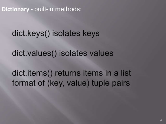 Dictionaries in python | PPT