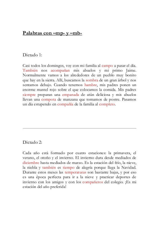Palabras Con Mp Y Mb Para Niños De Primaria - Actividad del Niño