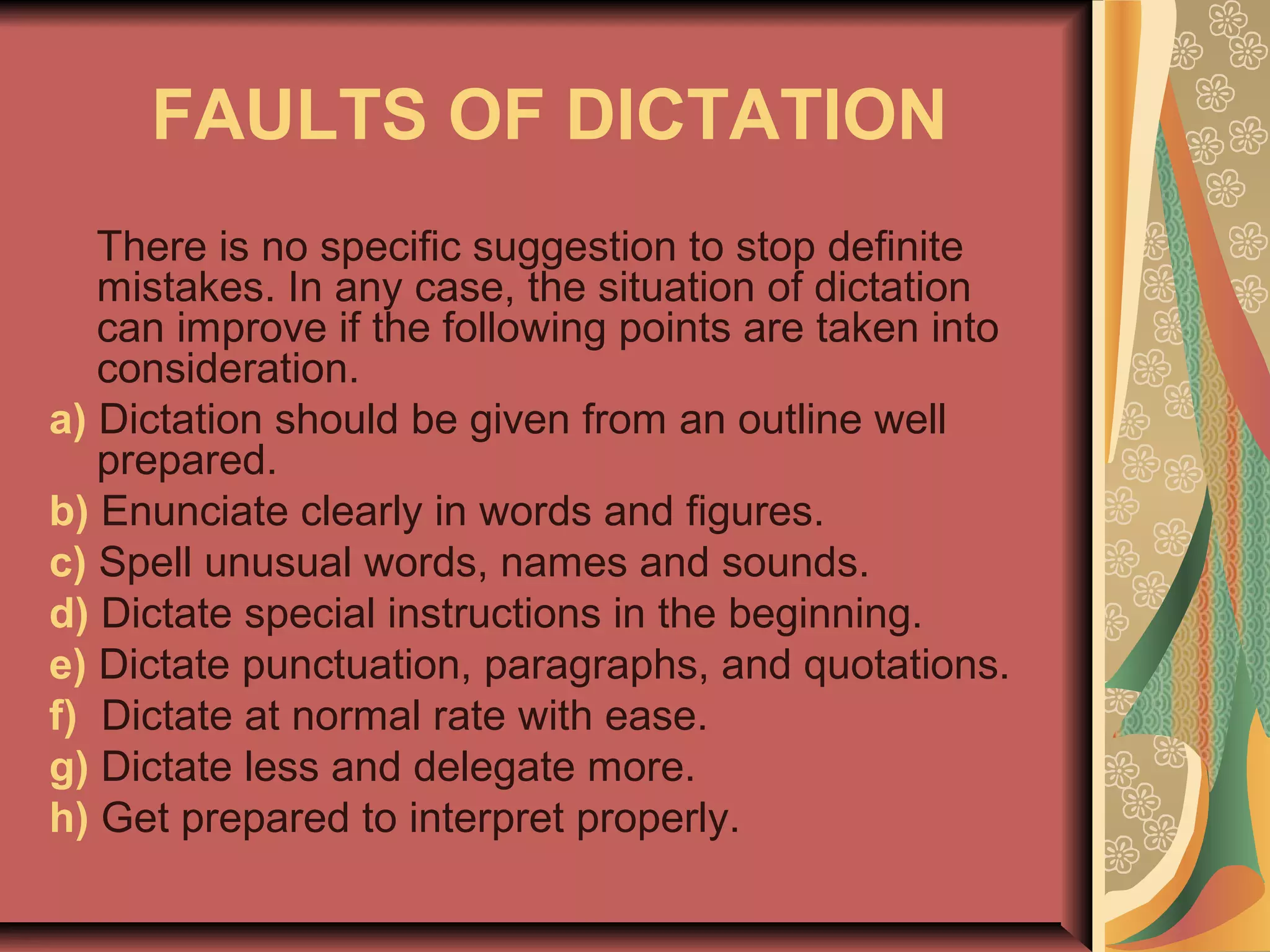 Dictating in oral communication | PPT