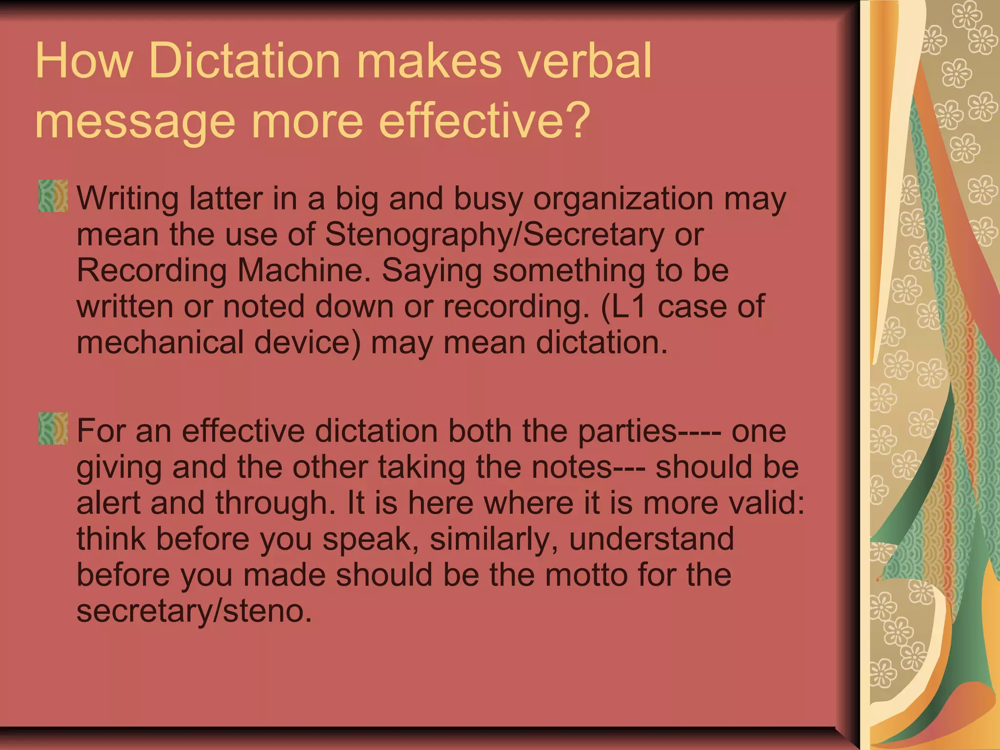 Dictating in oral communication | PPT