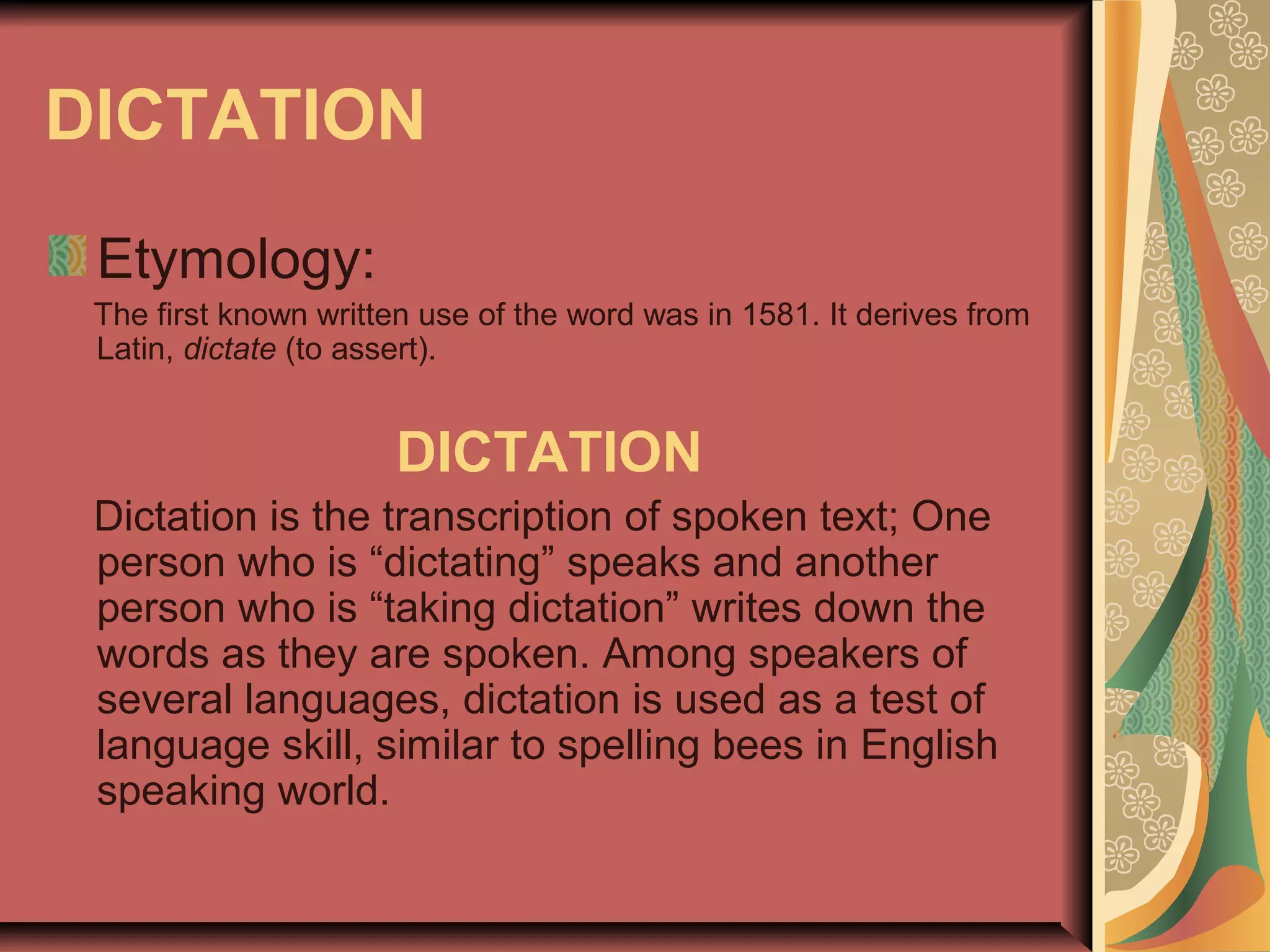 Dictating in oral communication | PPT