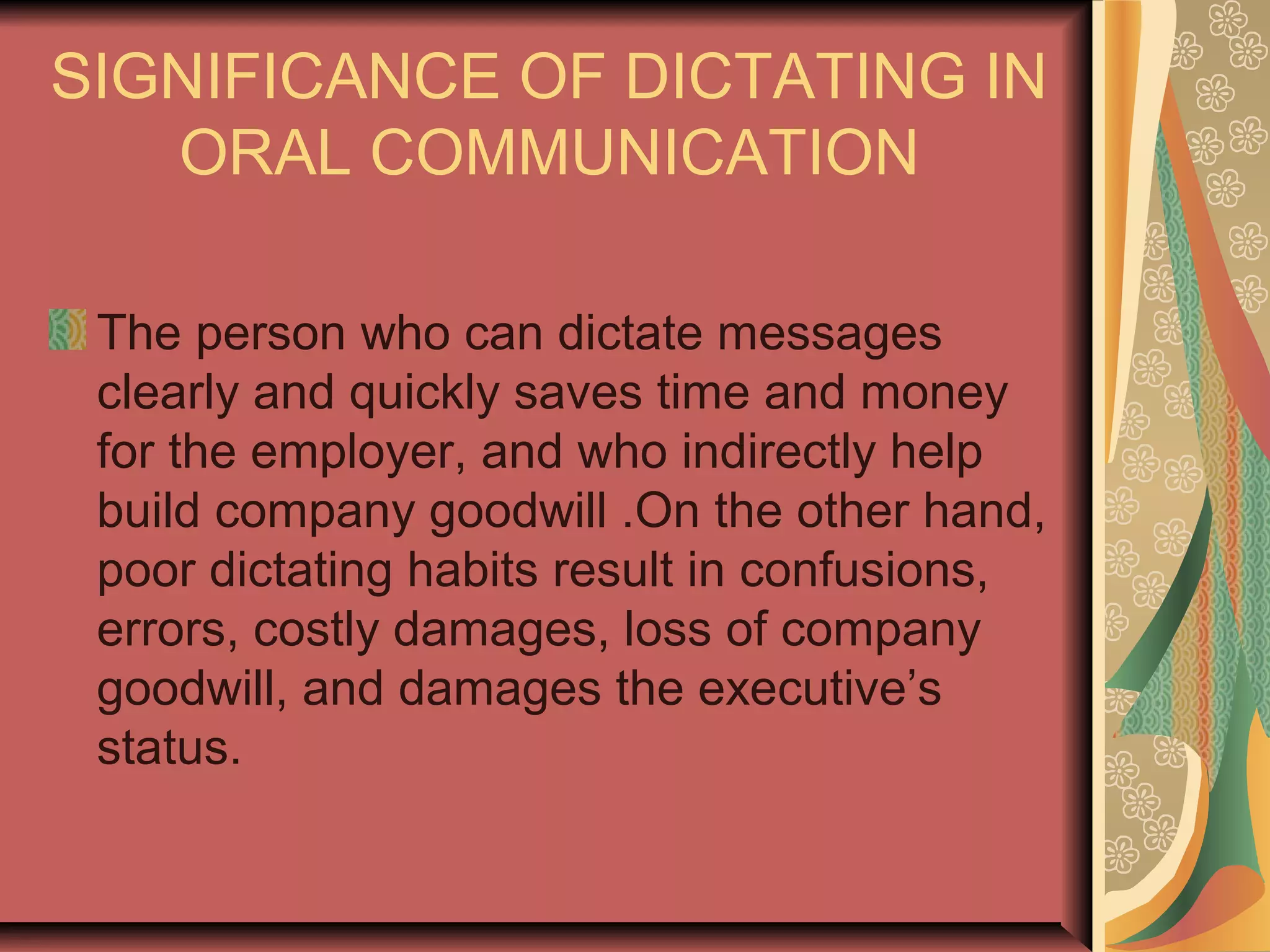 Dictating in oral communication | PPT