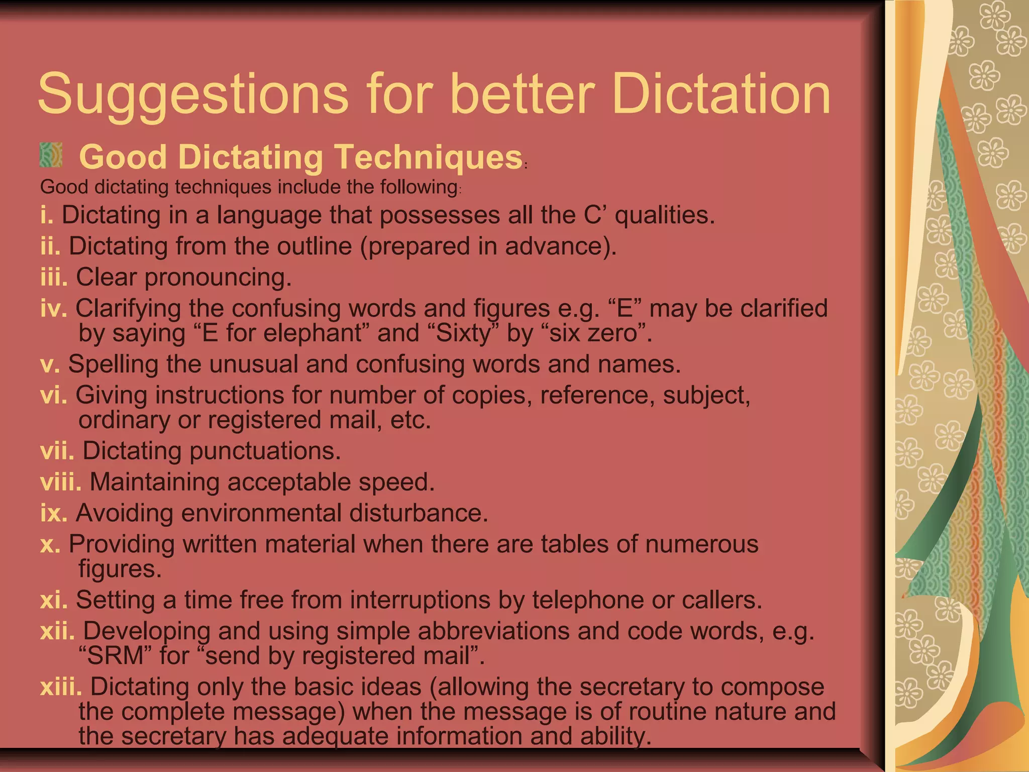 Dictating in oral communication | PPT