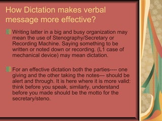 Dictating in oral communication | PPT