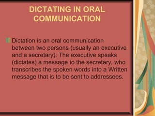 Dictating in oral communication | PPT