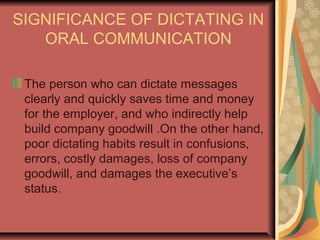 Dictating in oral communication | PPT