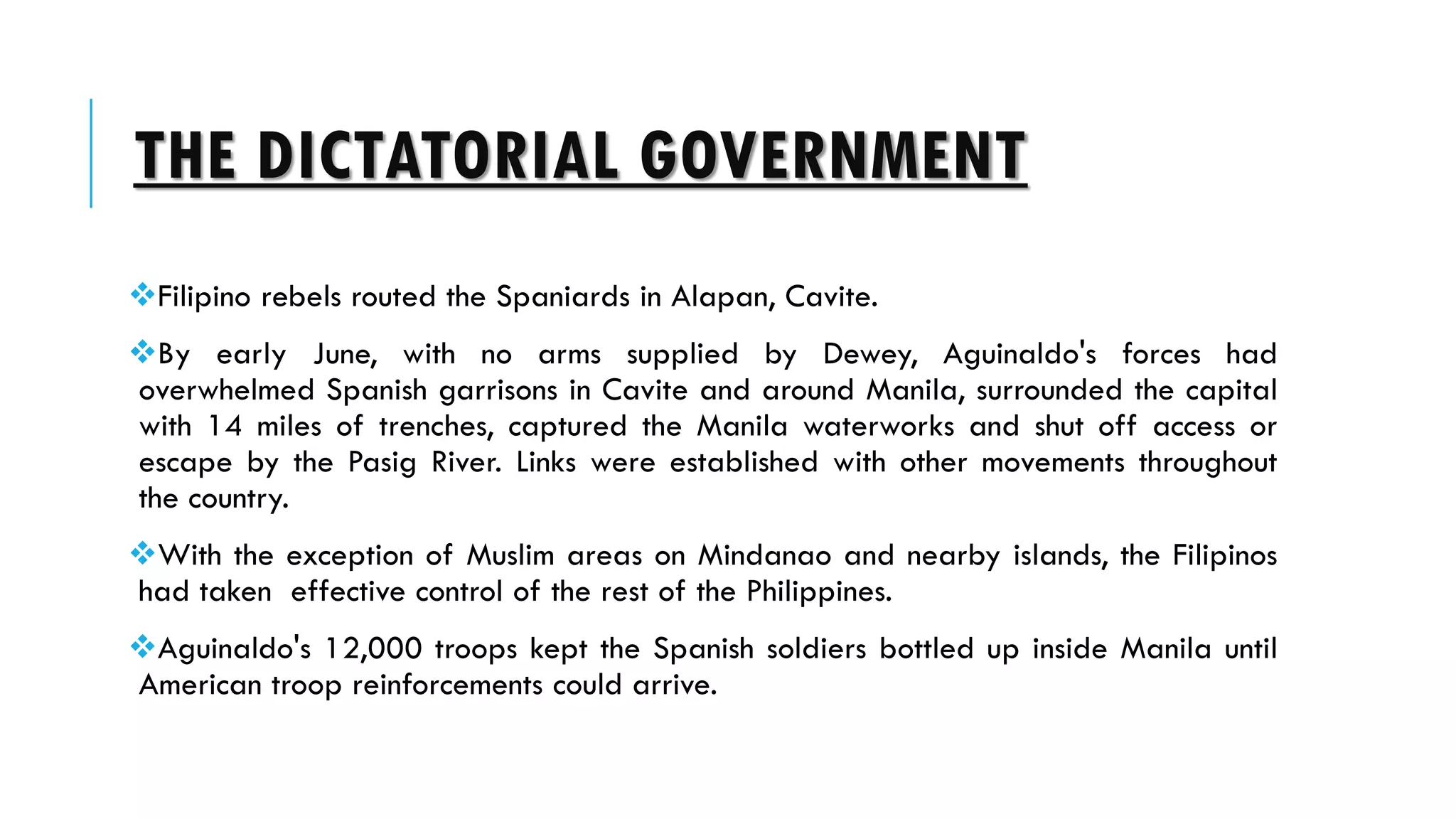Emilio Aguinaldo -- Dictatorial and Revolutionary Governments | PDF