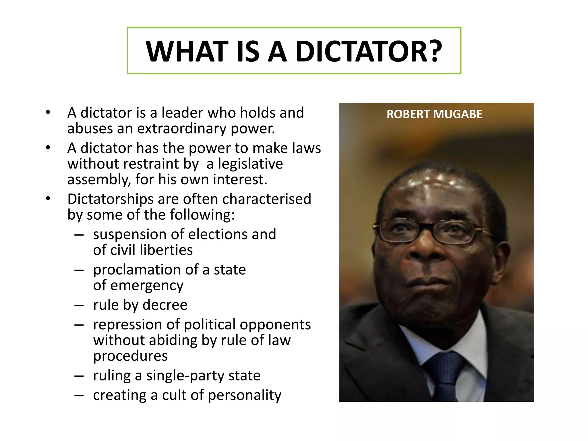 HISTORY YEAR 9 - DICTATORSHIP | PPTX