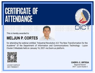 DICT CERTIFICATE INDUSTRIAL REVOLUTION ACADEME | PDF