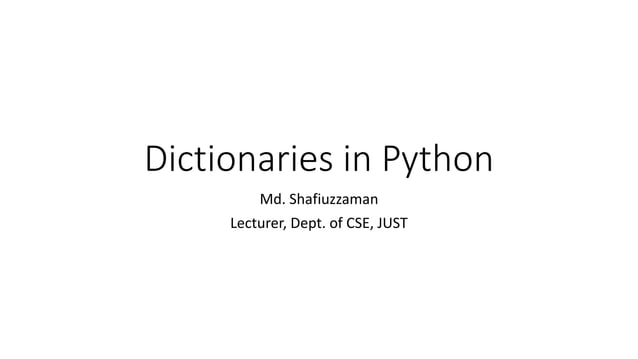Dictionaries in Python | PPTX