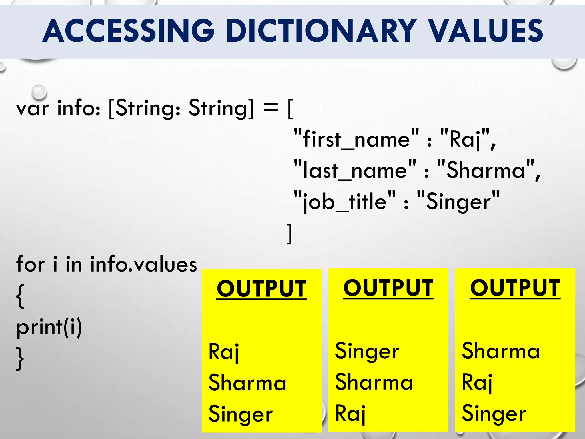 Dictionaries In Swift Ppt