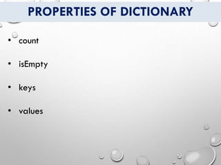 Dictionaries IN SWIFT | PPT