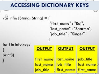 Dictionaries IN SWIFT | PPT