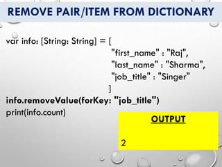 Dictionaries IN SWIFT | PPT