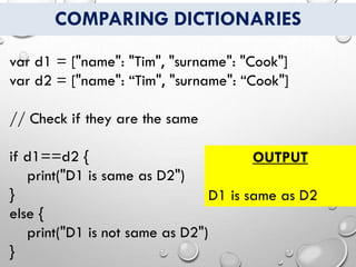Dictionaries IN SWIFT | PPT