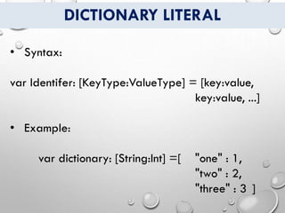 Dictionaries IN SWIFT | PPT