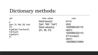 Dictionaries.pptx | Programming Languages | Computing