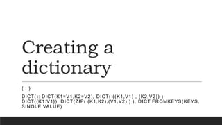 Dictionaries.pptx | Programming Languages | Computing