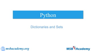 Dictionaries and Sets in Python | PPT